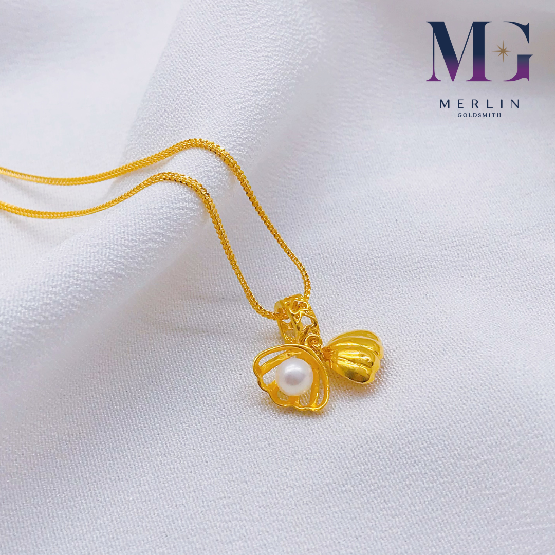 916 Gold Shell X Pearl Charm / Pendant | Merlin Goldsmith