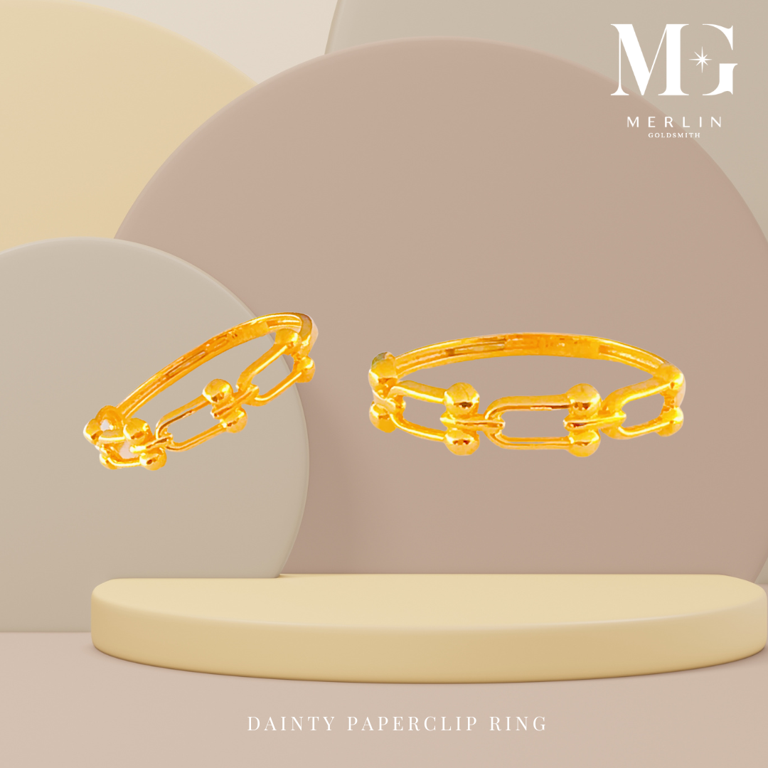 916 Gold Dainty Paperclip Ring | Merlin Goldsmith