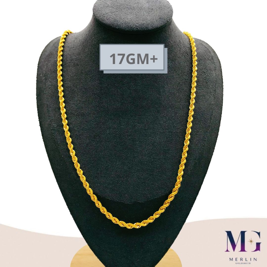 916 Gold Hollow Rope Chain (HRC 17GM+) | Merlin Goldsmith