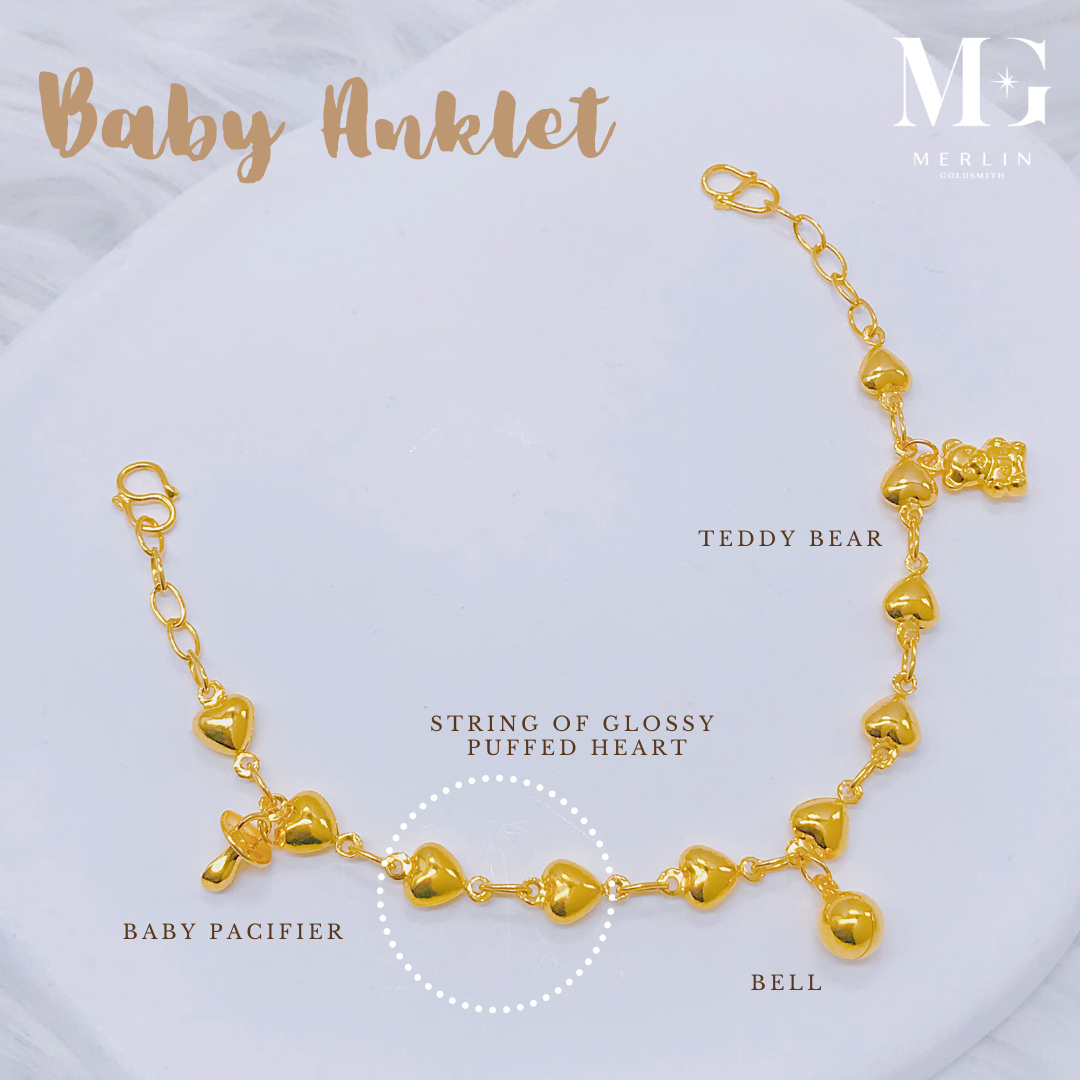916 Gold Lovely Series Baby Anklet [BA07] | Merlin Goldsmith