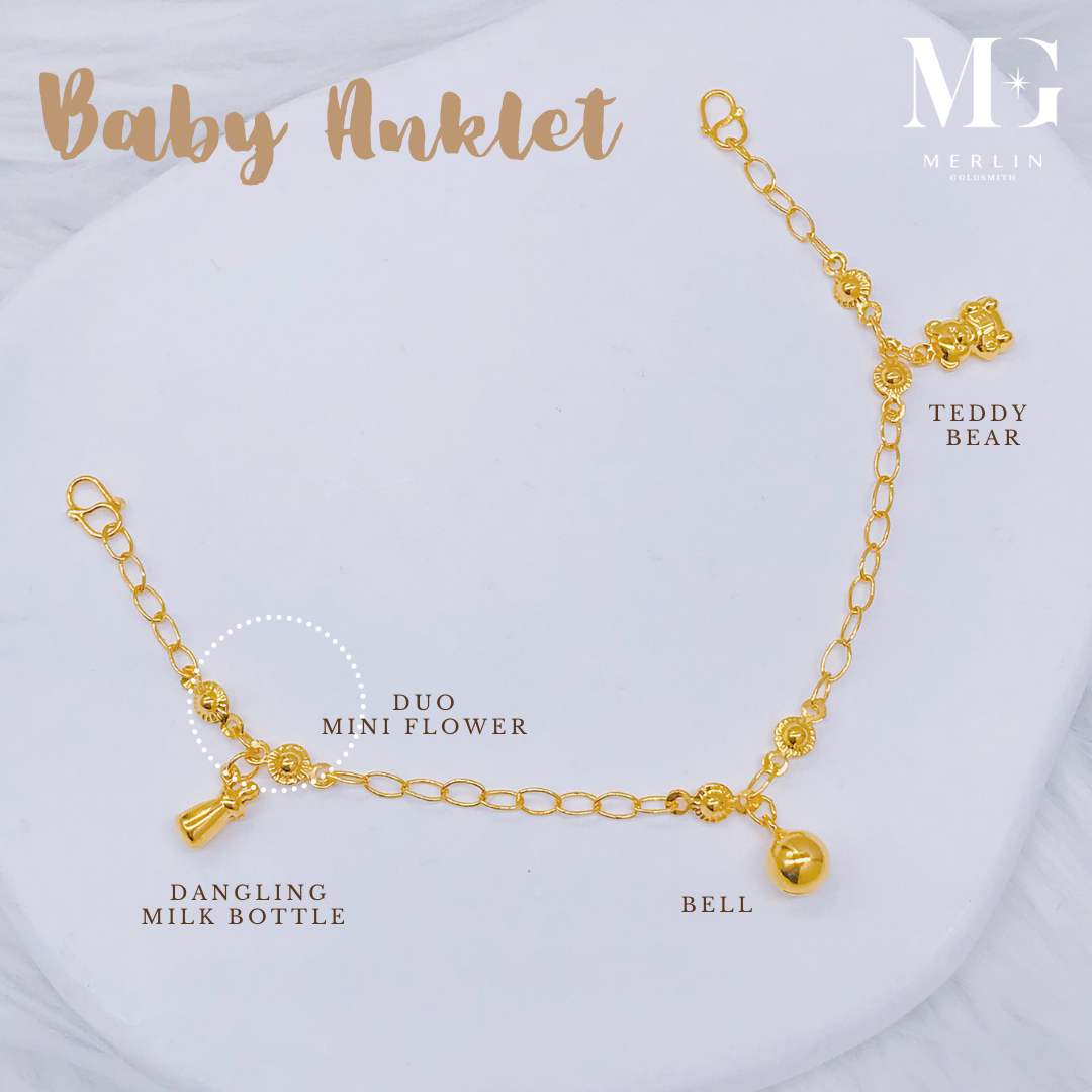 916 Gold Mini Flower Baby Anklet [BA03] | Merlin Goldsmith