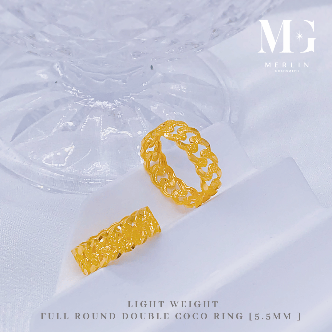 916 Gold 5.5mm Light Weight Full Round Double Coco Ring | Merlin Goldsmith