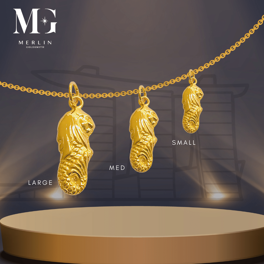916 Gold 3D Merlion Pendant | Merlin Goldsmith