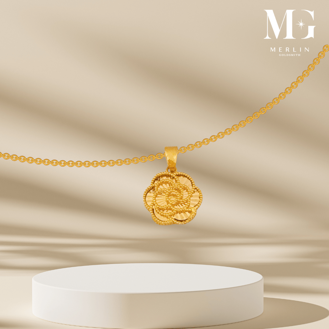 916 Gold Artistic Bloom Flower Pendant | Merlin Goldsmith