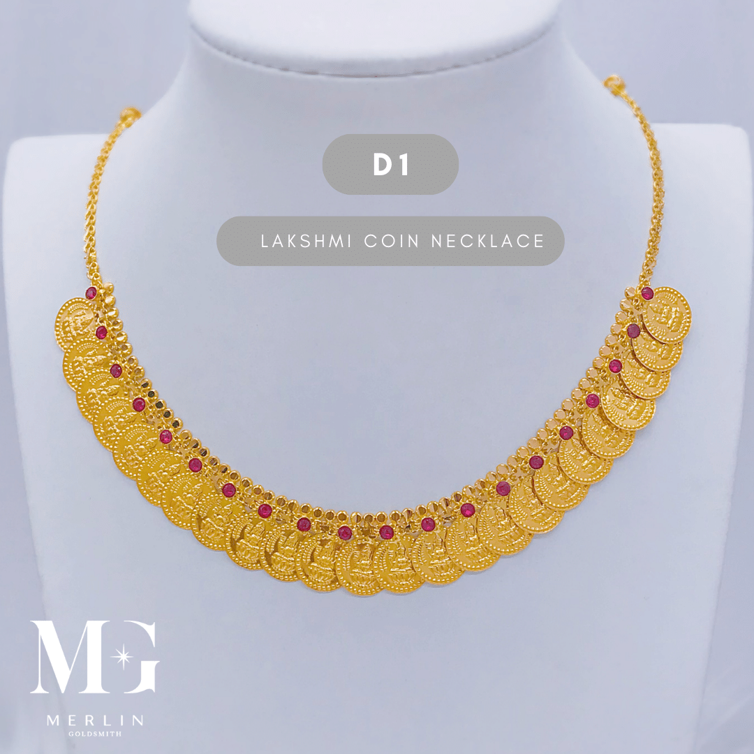 916 Gold Lakshmi Coin Necklace - D1 | Merlin Goldsmith