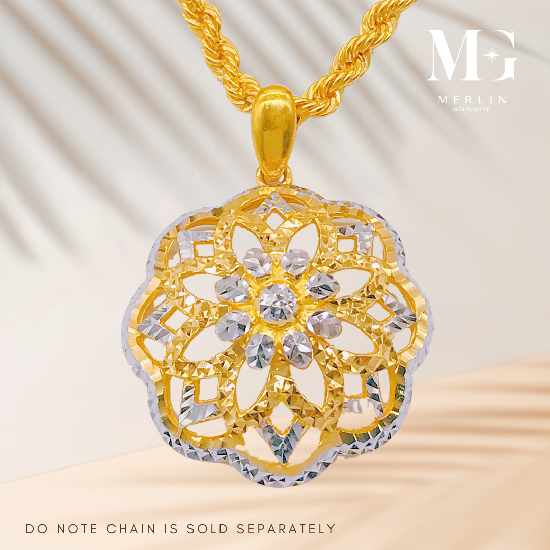 916 Gold Rhodium Floral Blossom Cascade Pendant | Merlin Goldsmith