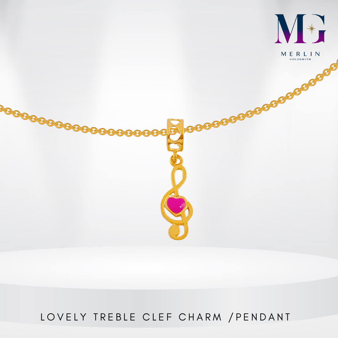 916 Gold Treble Clef Charm / Pendant | Merlin Goldsmith