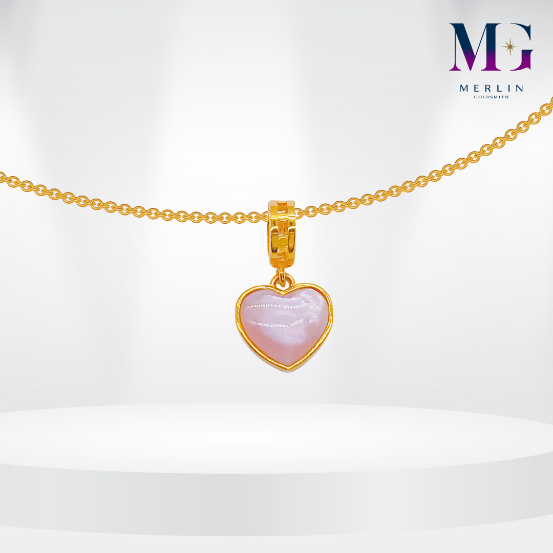 916 Gold Sakura Pink Lovely Heart Charm / Pendant | Merlin Goldsmith