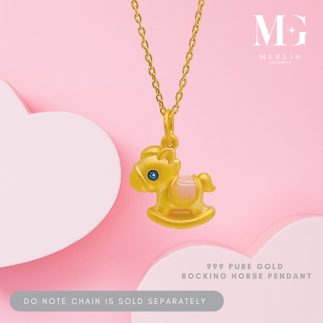 999 Pure Gold Rocking Horse Pendant | Merlin Goldsmith