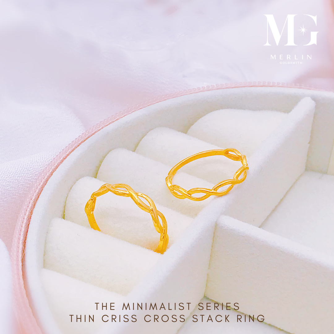 916 Gold The Minimalist Series - Thin Criss Cross Stack Ring