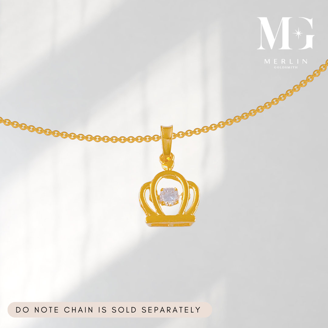 916 Gold Glossy Dancing Crown Pendant | Merlin Goldsmith