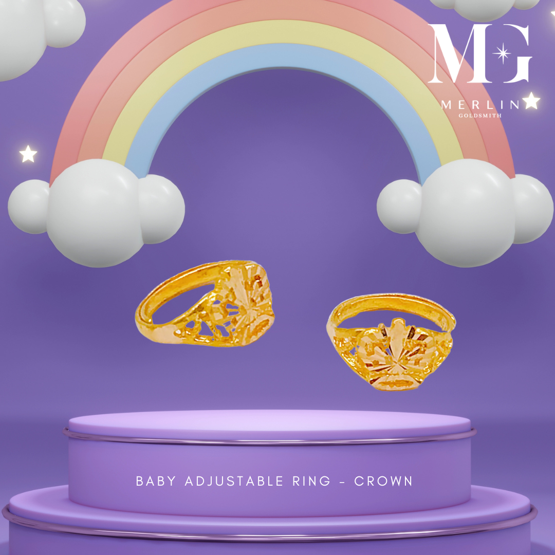 916 Gold Baby Adjustable Ring - Crown | Merlin Goldsmith