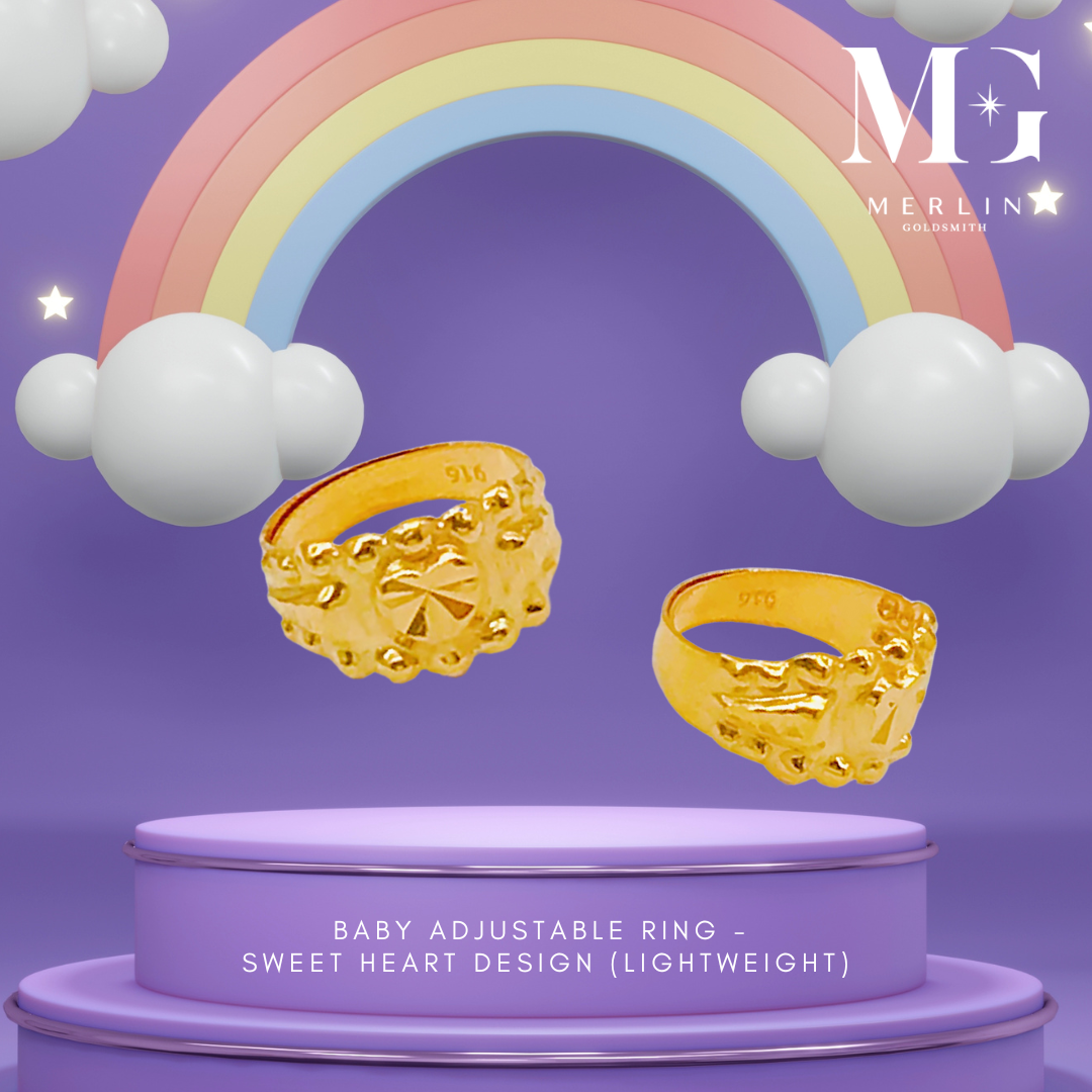 916 Gold Baby Adjustable Ring - Sweet Heart Design | Merlin Goldsmith