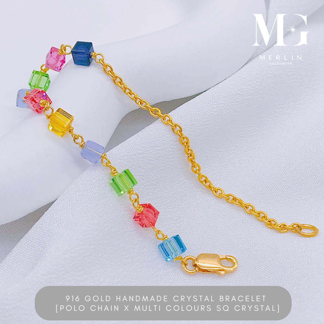 [Limited Edition] 916 Gold Handmade Crystal Bracelet - Polo Chain x ...