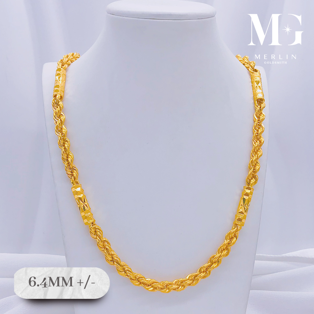 916 Gold (6.4mm) Hollow Barrel Rope Chain | Merlin Goldsmith