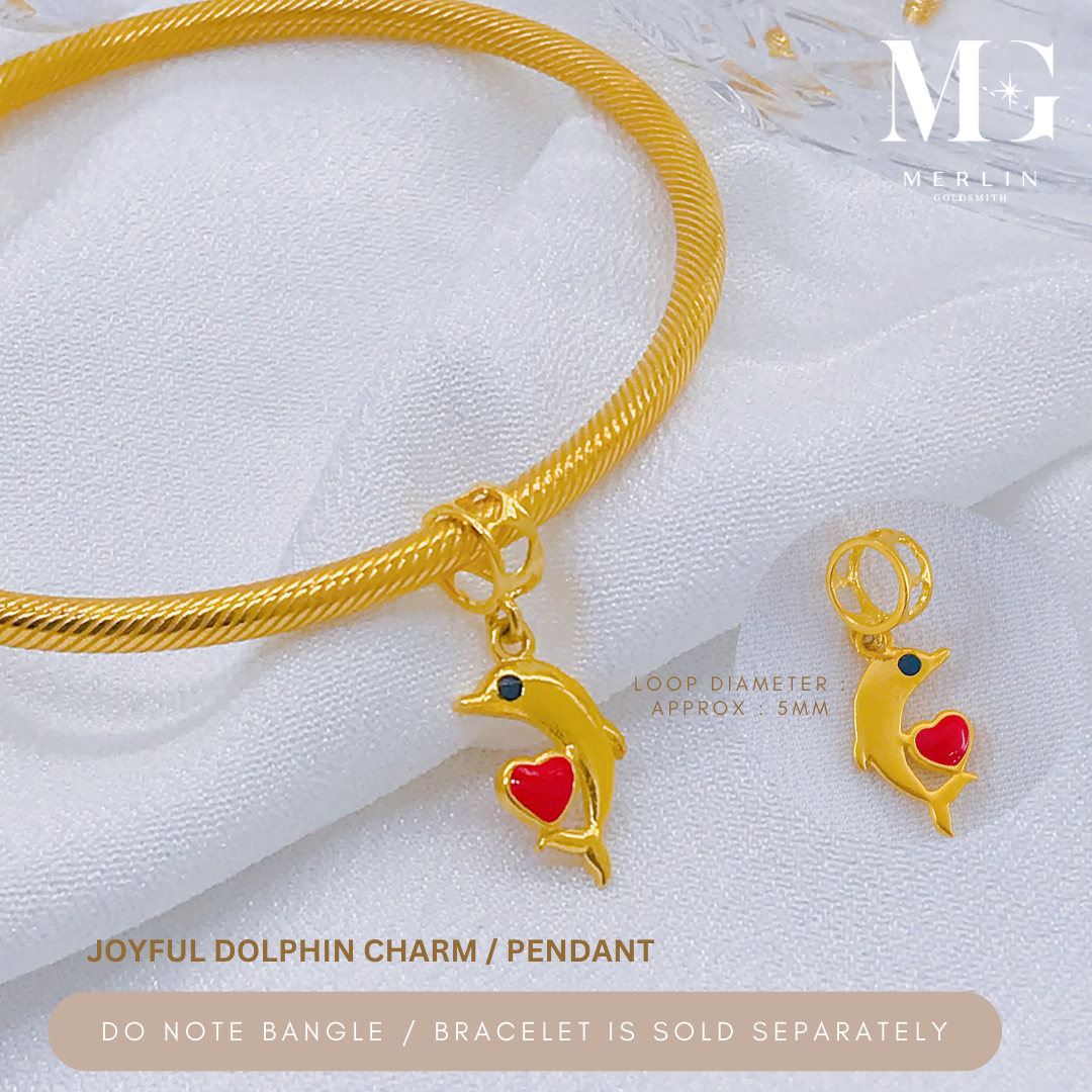 916 Gold Joyful Dolphin Charm / Pendant | Merlin Goldsmith