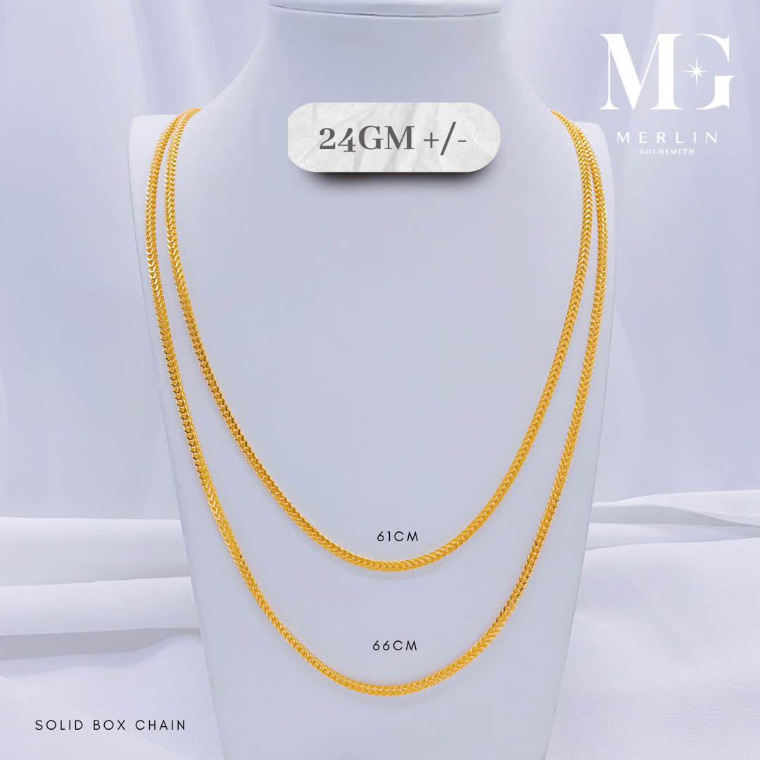 916 Gold Solid Box Chain (24gm) | Merlin Goldsmith