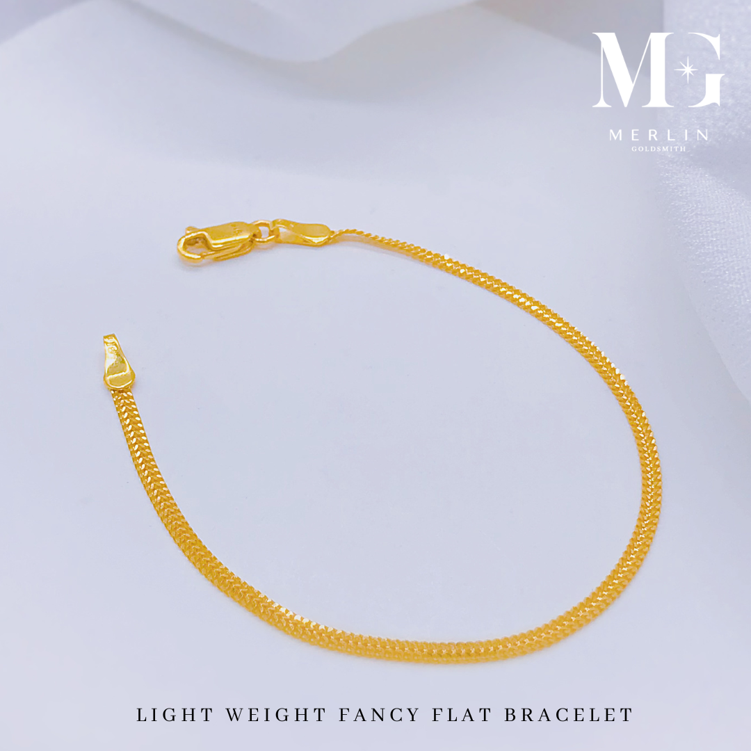916 Gold Lightweight Fancy Flat Bracelet | Merlin Goldsmith