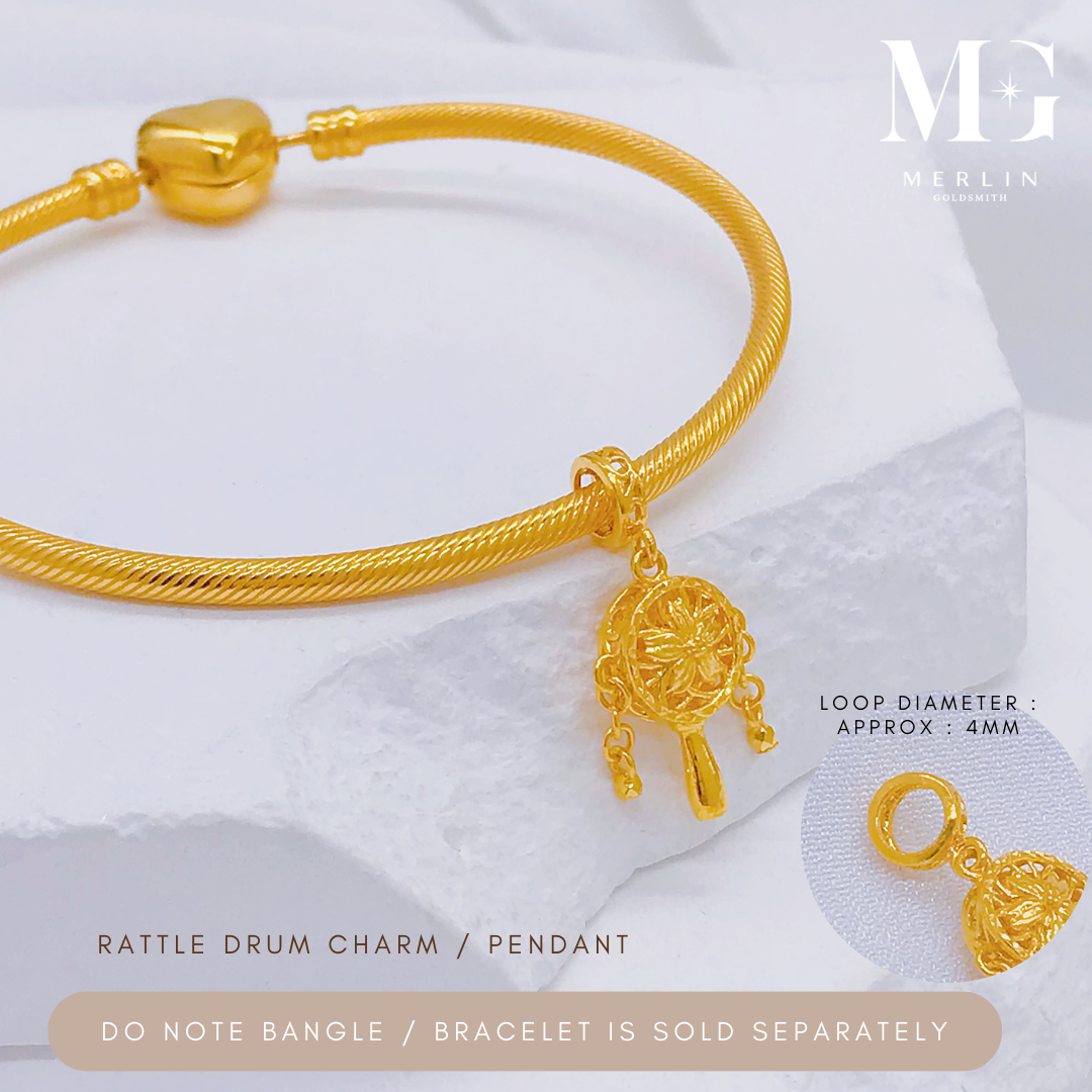 916 Gold Rattle Drum Charm / Pendant | Merlin Goldsmith