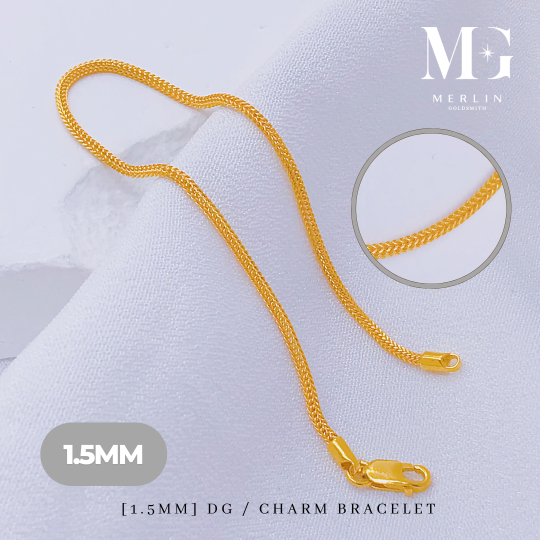 916 Gold DG Charms Bracelet - (Width: 1.5mm+/-) | Merlin Goldsmith