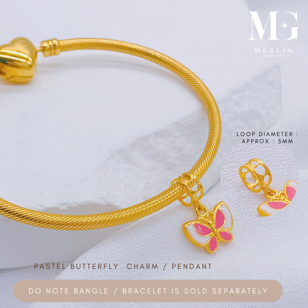 916 Gold Pastel Butterfly Charm / Pendant | Merlin Goldsmith
