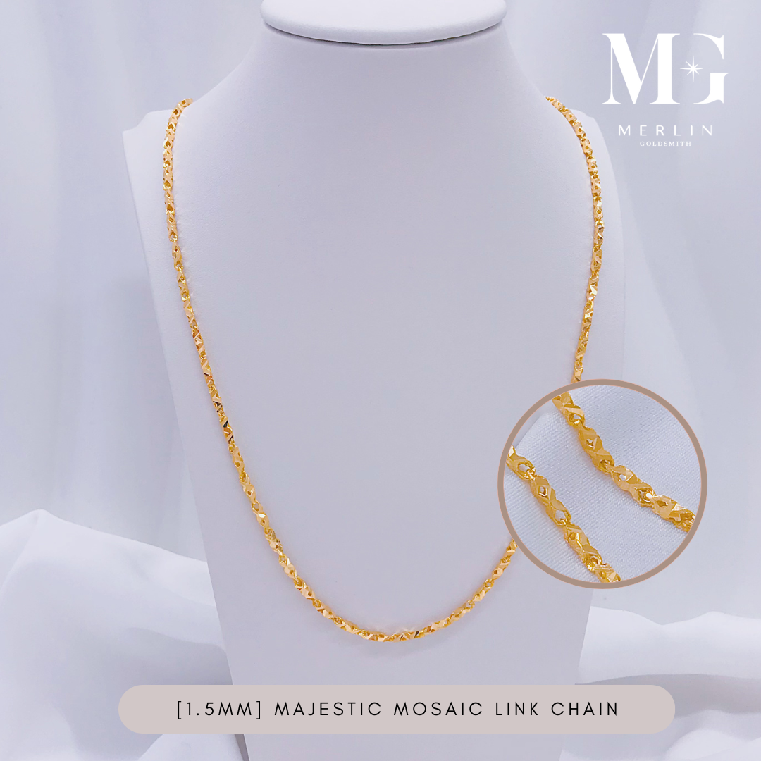 916 Gold 1.5mm Majestic Mosaic Link Chain | Merlin Goldsmith