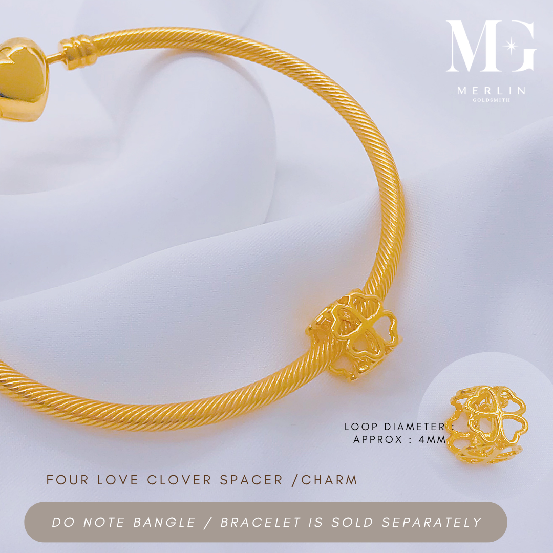 916 Gold Four Love Clover Spacer / Charm | Merlin Goldsmith