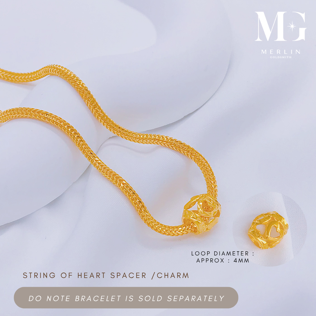 916 Gold String of Heart Spacer / Charm | Merlin Goldsmith