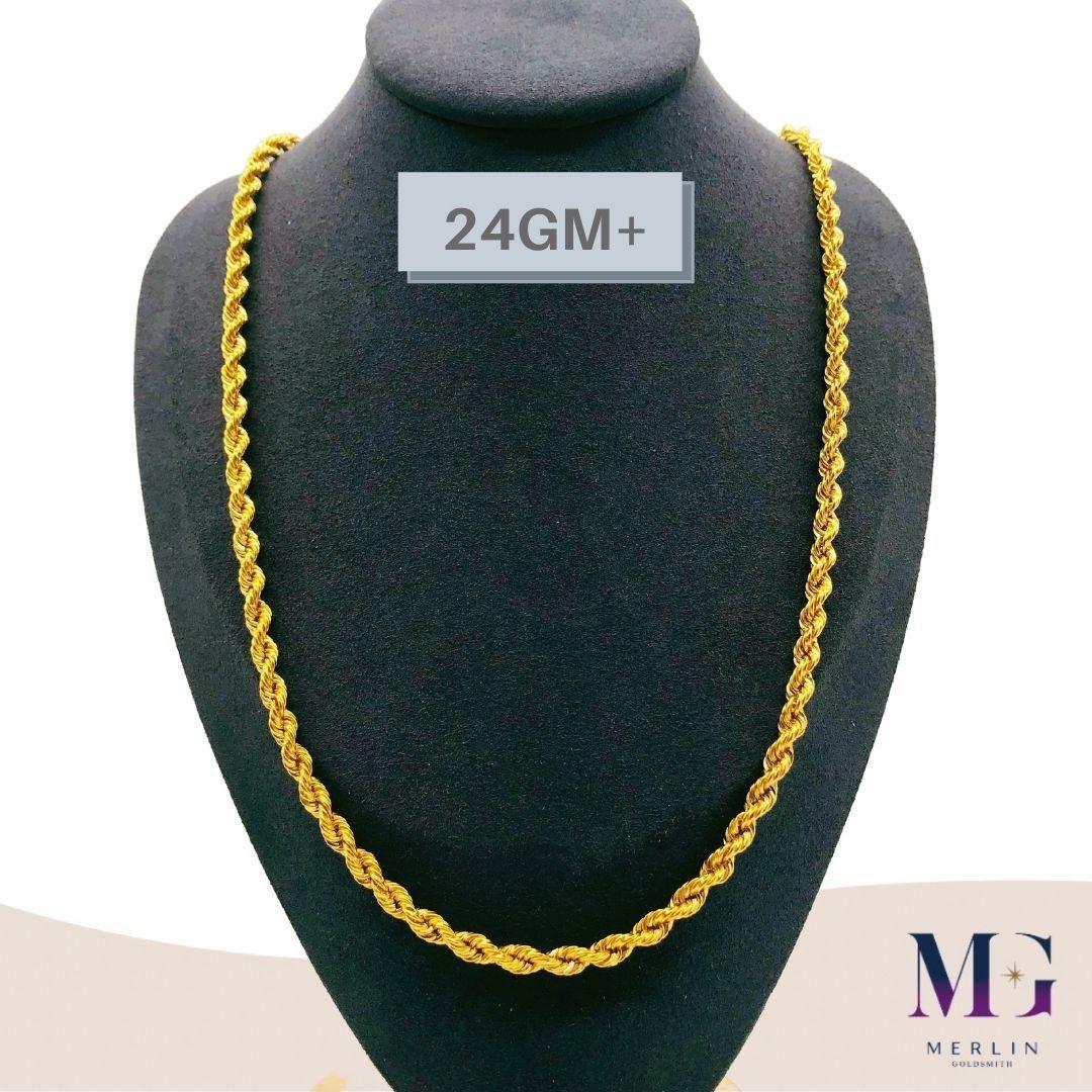 916 Gold Hollow Rope Chain 24gm | Merlin Goldsmith