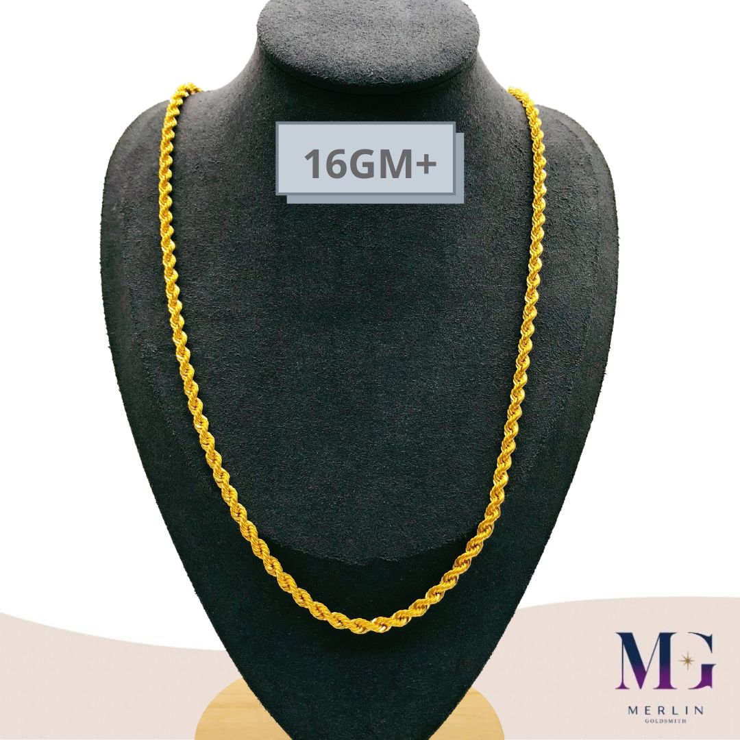 916 Gold Hollow Rope Chain (HRC-16GM+) | Merlin Goldsmith