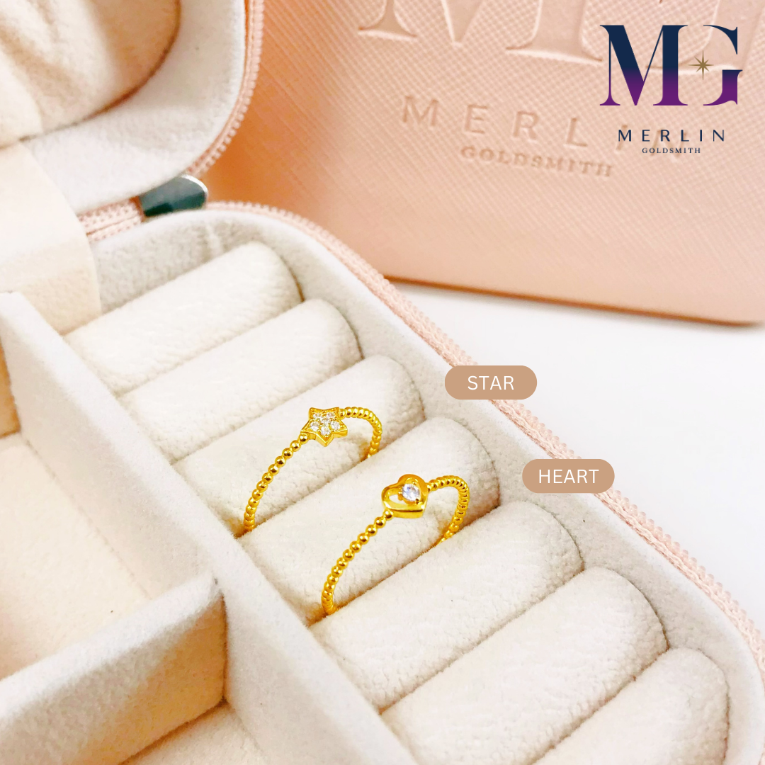 916 Gold Beaded Ring Series - Glittering Star & Twinkle Heart | Merlin ...